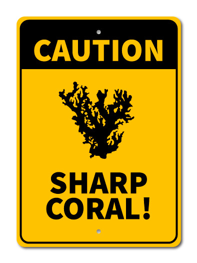 Sharp Coral, Coastal Sign, Beach Caution Metal Sign | eBay