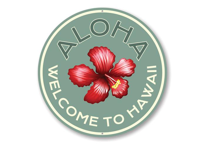 Aloha Welcome to Hawaii, Hibiscus Flower Decorative Beach House ...