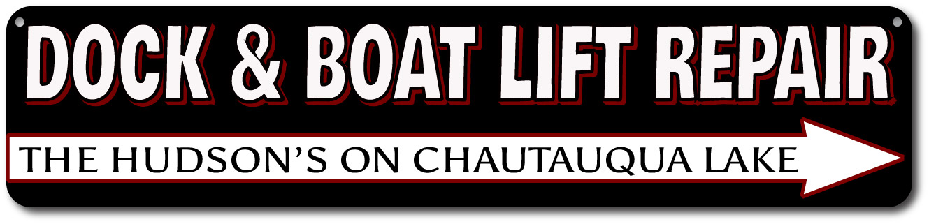 Boat Repair Sign, Personalized Dock & Boat Lift Repair Arrow Sign ...