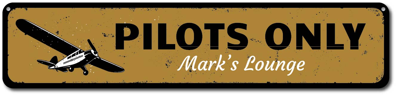 Pilots Only Sign, Personalized Pilot Lounge Metal Airplane Sign ...