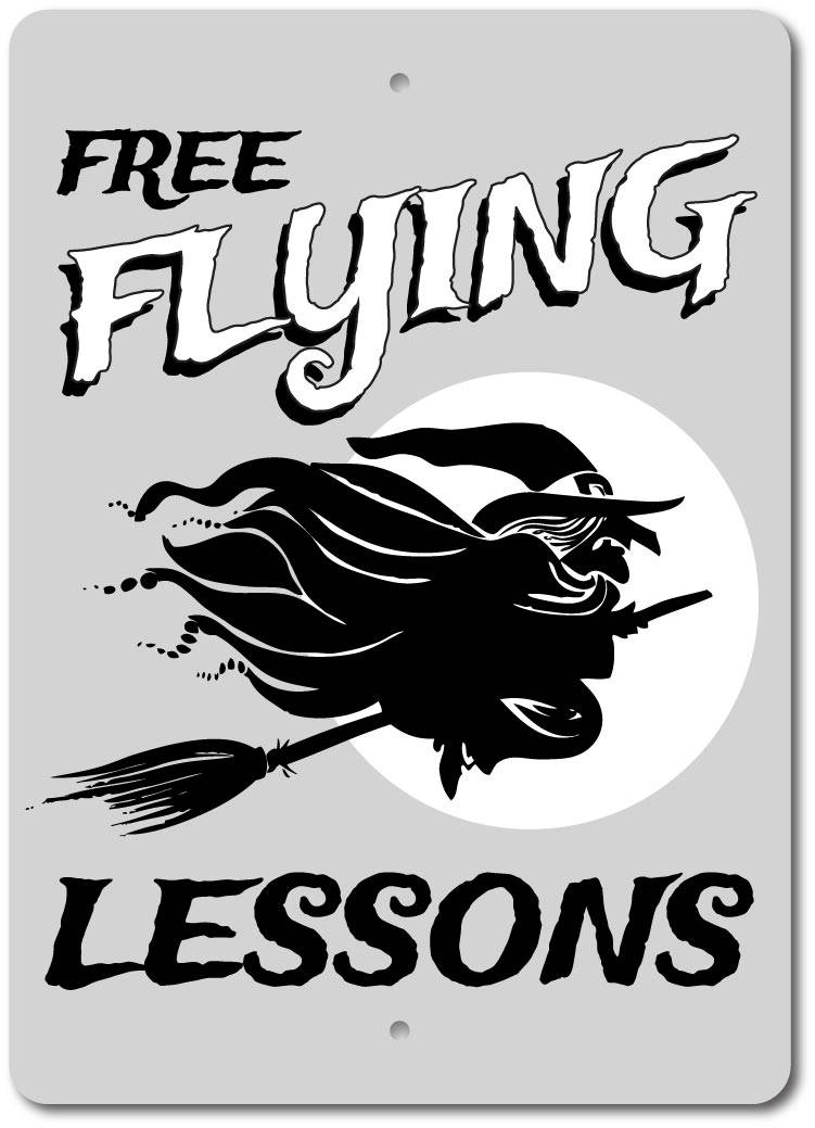 Flying Witch Sign, Flying Lessons Sign, Flying Broom Sign ENSA1002977 ...
