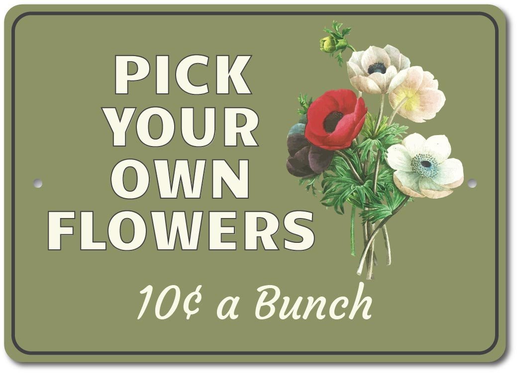 Pick Flowers Sign, Flower Bouquet Sign, Flower Lover Metal Wall Decor ...