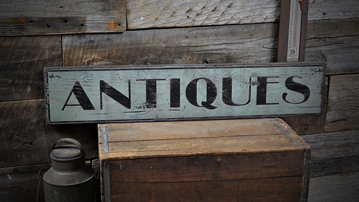 Distressed Antiques Sign - Rustic Hand Made Vintage Wooden Sign ...